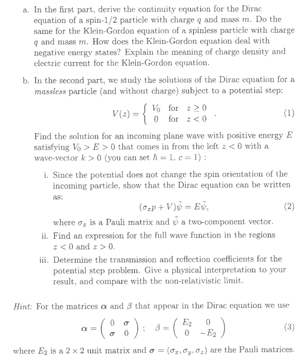 Solved a. ﻿In the first part, derive the continuity equation | Chegg.com
