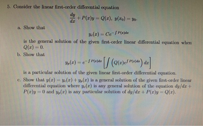 Solved 5. Consider the linear first-order differential | Chegg.com