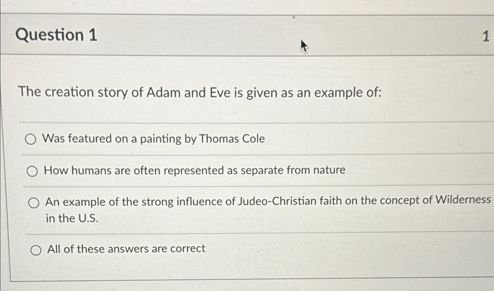 Solved Question 1The creation story of Adam and Eve is given | Chegg.com
