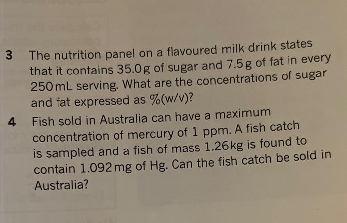 Solved 3 The nutrition panel on a flavoured milk drink | Chegg.com