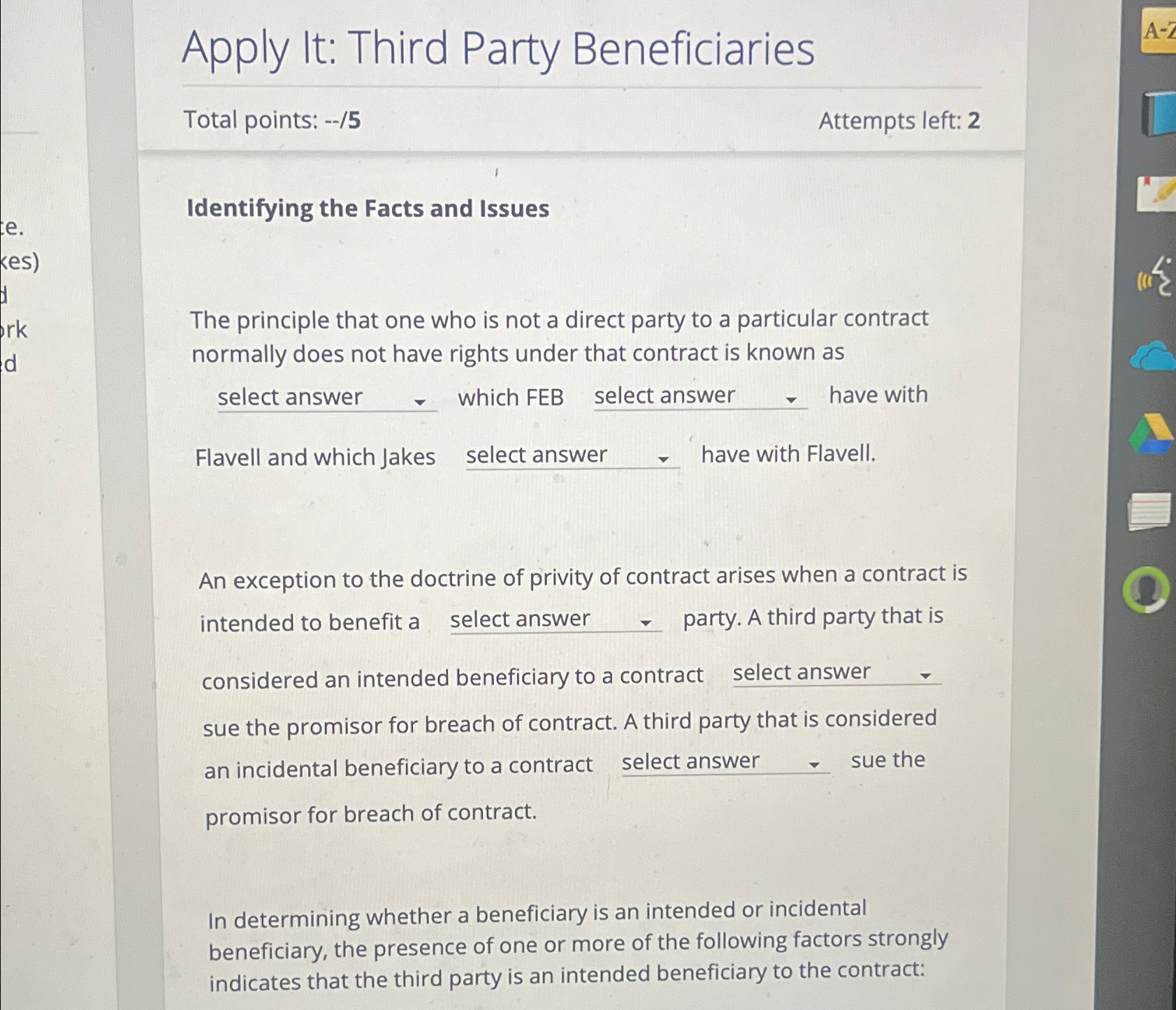 Solved Apply It: Third Party BeneficiariesTotal points: | Chegg.com