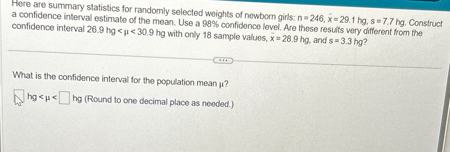 Solved Here are summary statistics for randomly selected | Chegg.com
