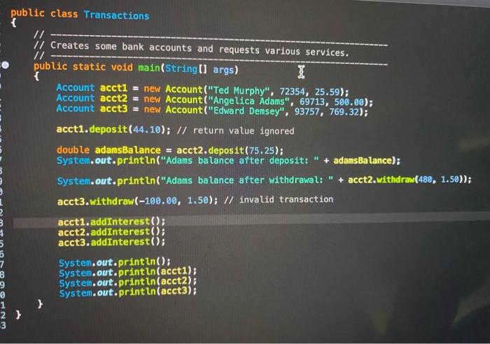 Solved [H5-3] (Transactions. java, Account. Java) Do | Chegg.com
