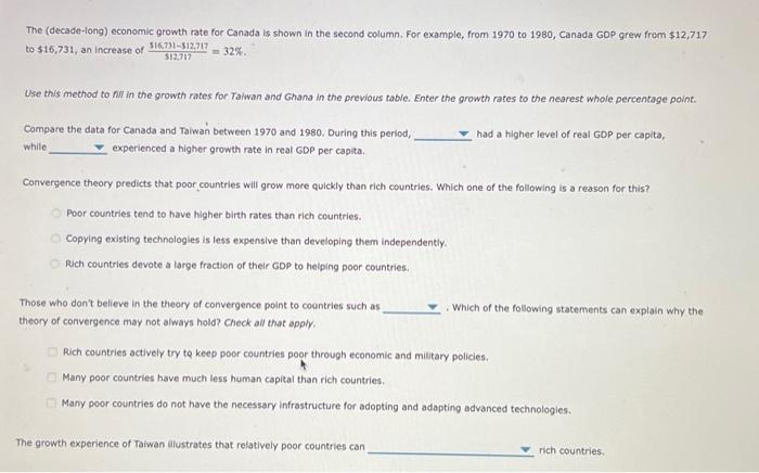 Solved The (decade-long) economic growth rate for Canada is | Chegg.com
