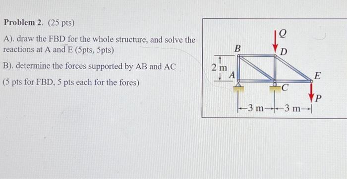 Solved A). draw the FBD for the whole structure, and solve | Chegg.com