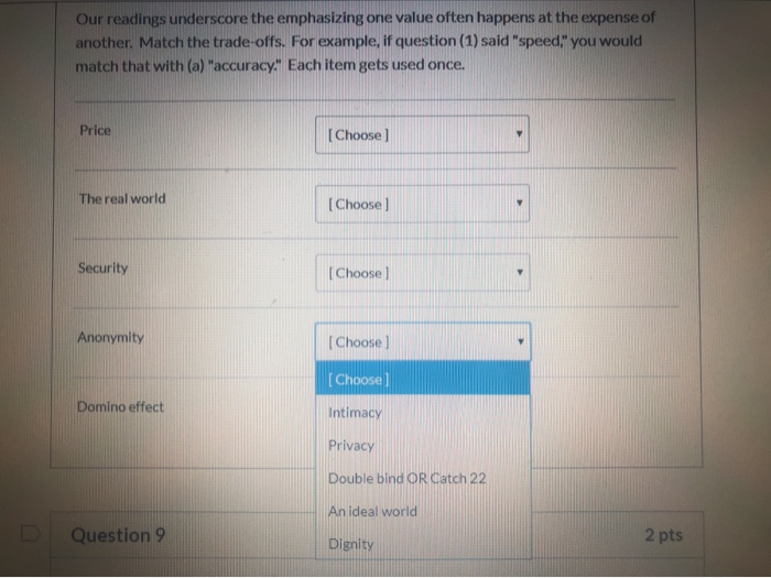 Solved Our readings underscore the emphasizing one value | Chegg.com