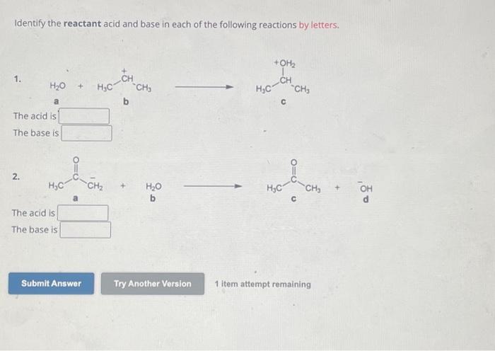 Identify the reactant acid and base in each of the | Chegg.com