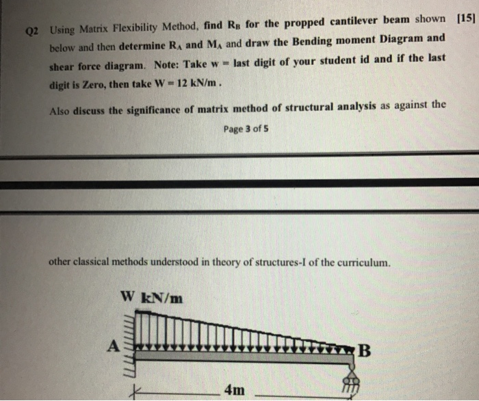 Solved [15] Q2 Using Matrix Flexibility Method, find Rg for | Chegg.com