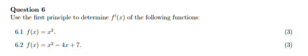 Solved Question 6Use the first principle to determine fl(x) | Chegg.com
