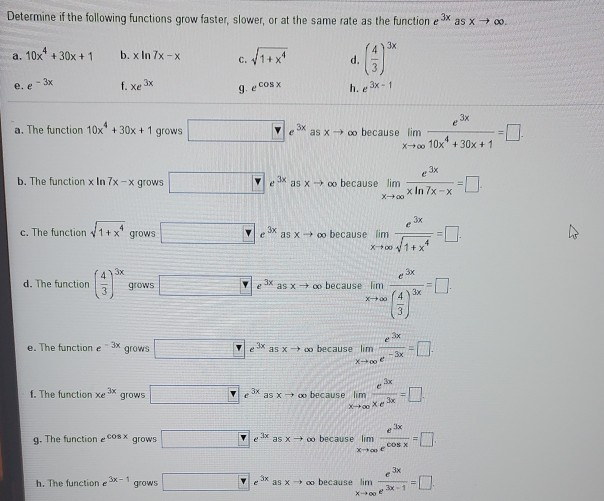 Solved Determine if the following functions grow faster, | Chegg.com