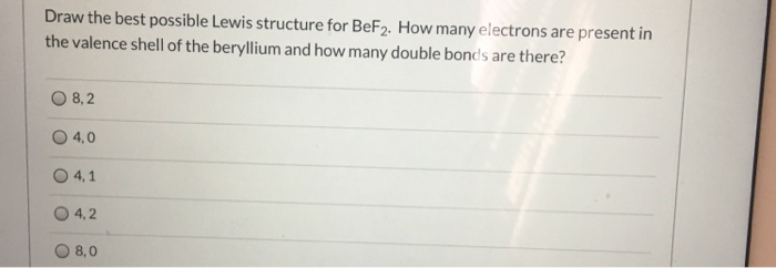 Solved Draw the best possible Lewis structure for BeF2. How | Chegg.com