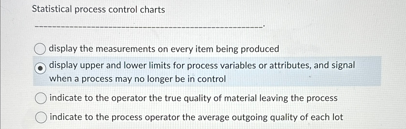 Solved Statistical process control chartsdisplay the | Chegg.com