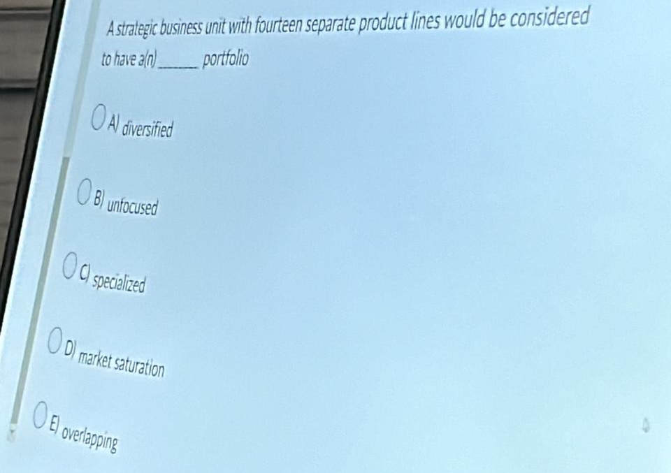 Solved A stategic business unit with fourteen separate | Chegg.com