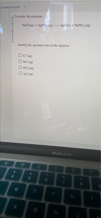 Solved Consider the equation. NaCl( aq | Chegg.com