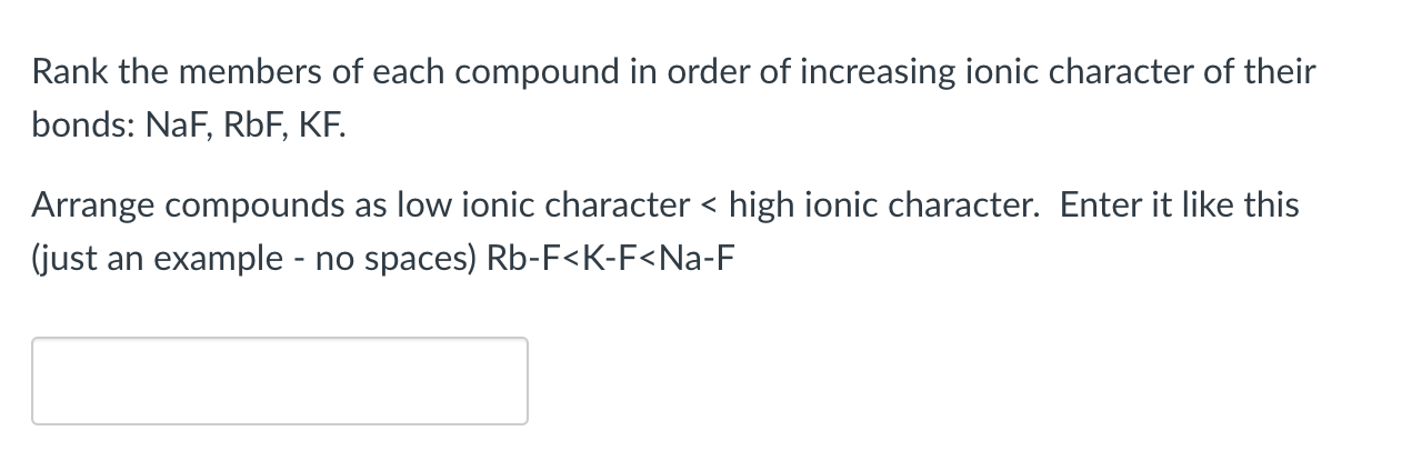 Solved Rank the members of each compound in order of | Chegg.com