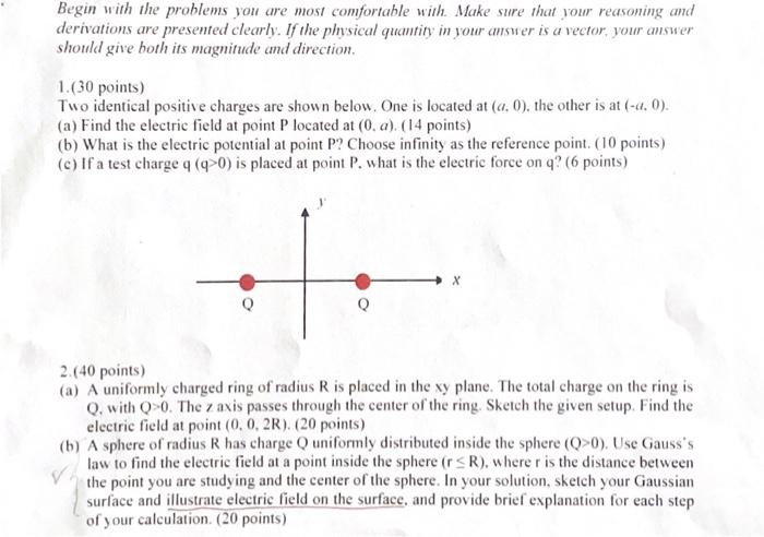 Solved Begin with the problems you are most comfortable | Chegg.com