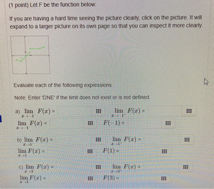 Solved blem (1 point) Let F be the function below. tings If | Chegg.com