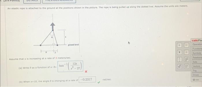 Solved An elastic rope is attached to the ground at the | Chegg.com