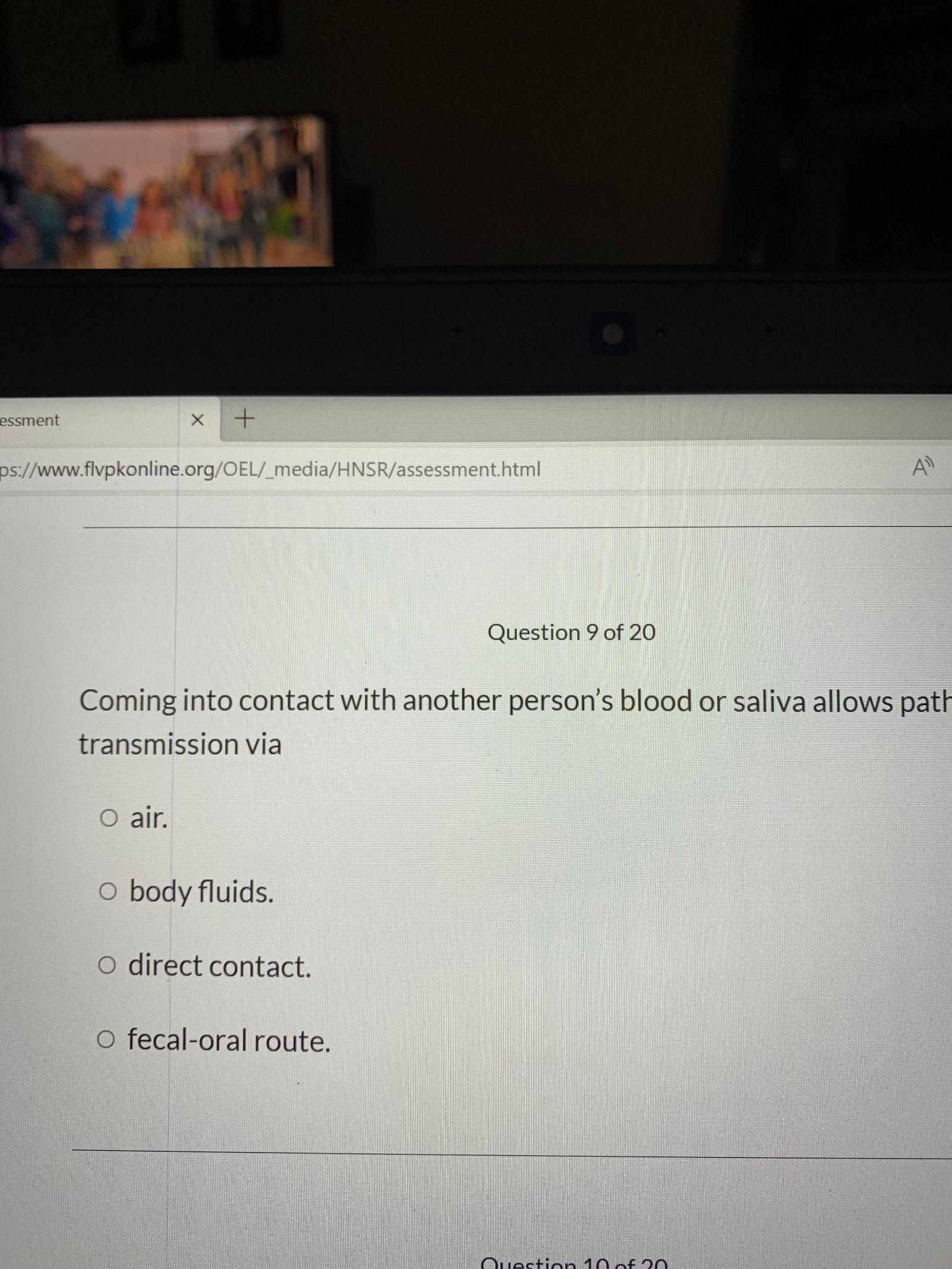 Solved Question 9 ﻿of 20Coming into contact with another | Chegg.com