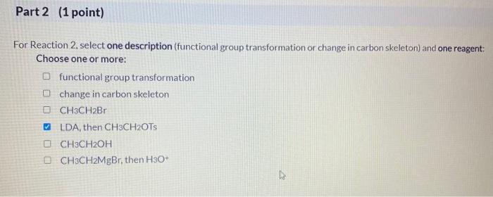 Solved 01 Question (2 points) For each reaction below. | Chegg.com