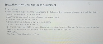 Solved Psych Simulation Documentation AssignmentDear | Chegg.com
