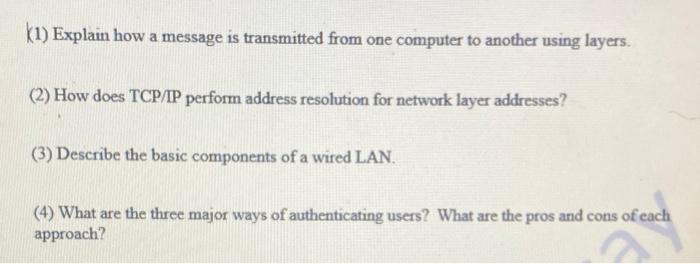 Solved (1) Explain how a message is transmitted from one | Chegg.com