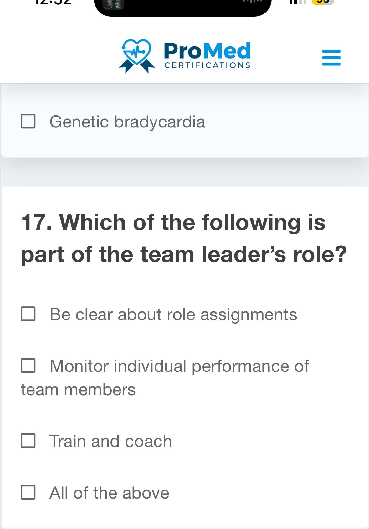 Solved ProMedCERTIFICATIONSGenetic bradycardia17. ﻿Which of | Chegg.com