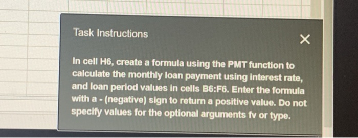 Solved Task Instructions Х In cell H6, create a formula | Chegg.com