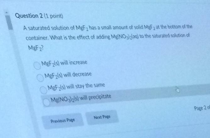 Solved A saturated solution of MgF2 has a small amount of | Chegg.com