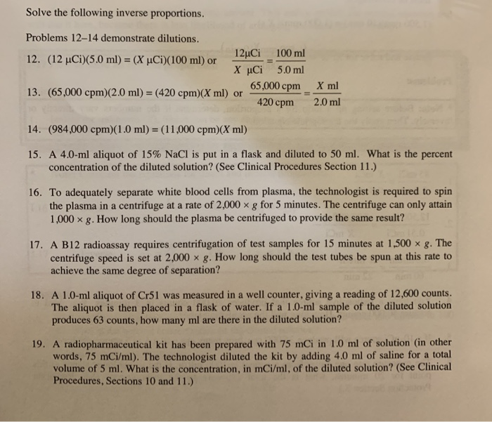 Solved Solve the following inverse proportions. Problems | Chegg.com