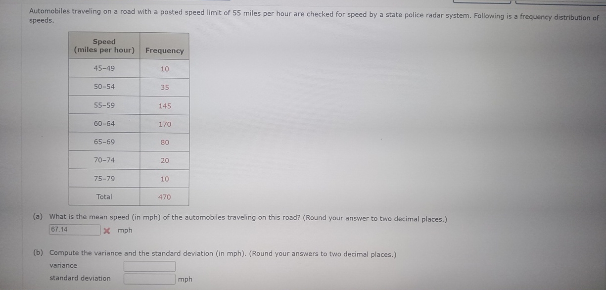 Solved Automobiles traveling on a road with a posted speed | Chegg.com