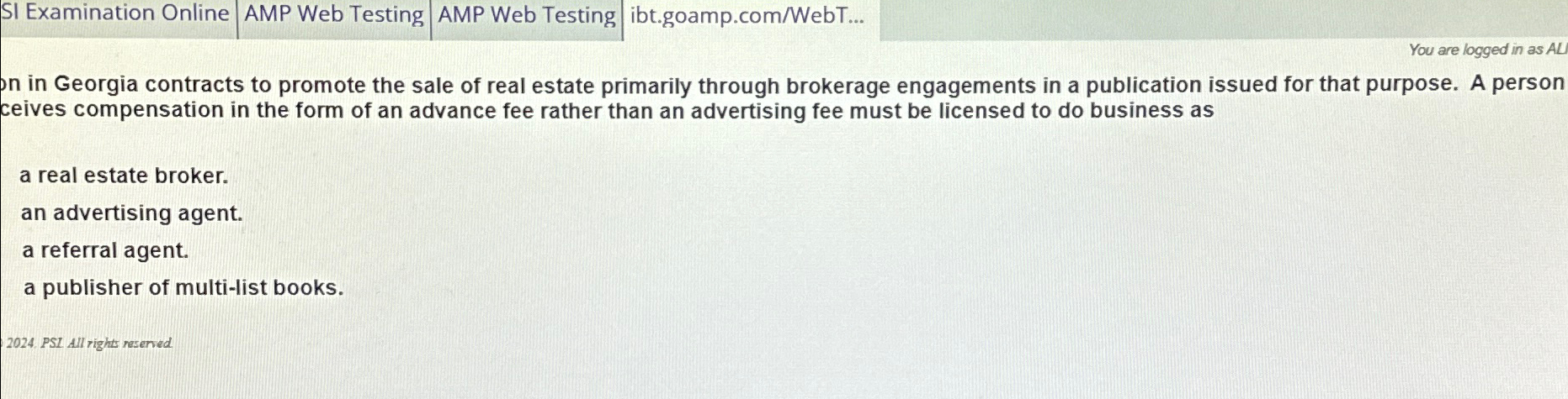 Solved You are logged in as ALn in Georgia contracts to | Chegg.com