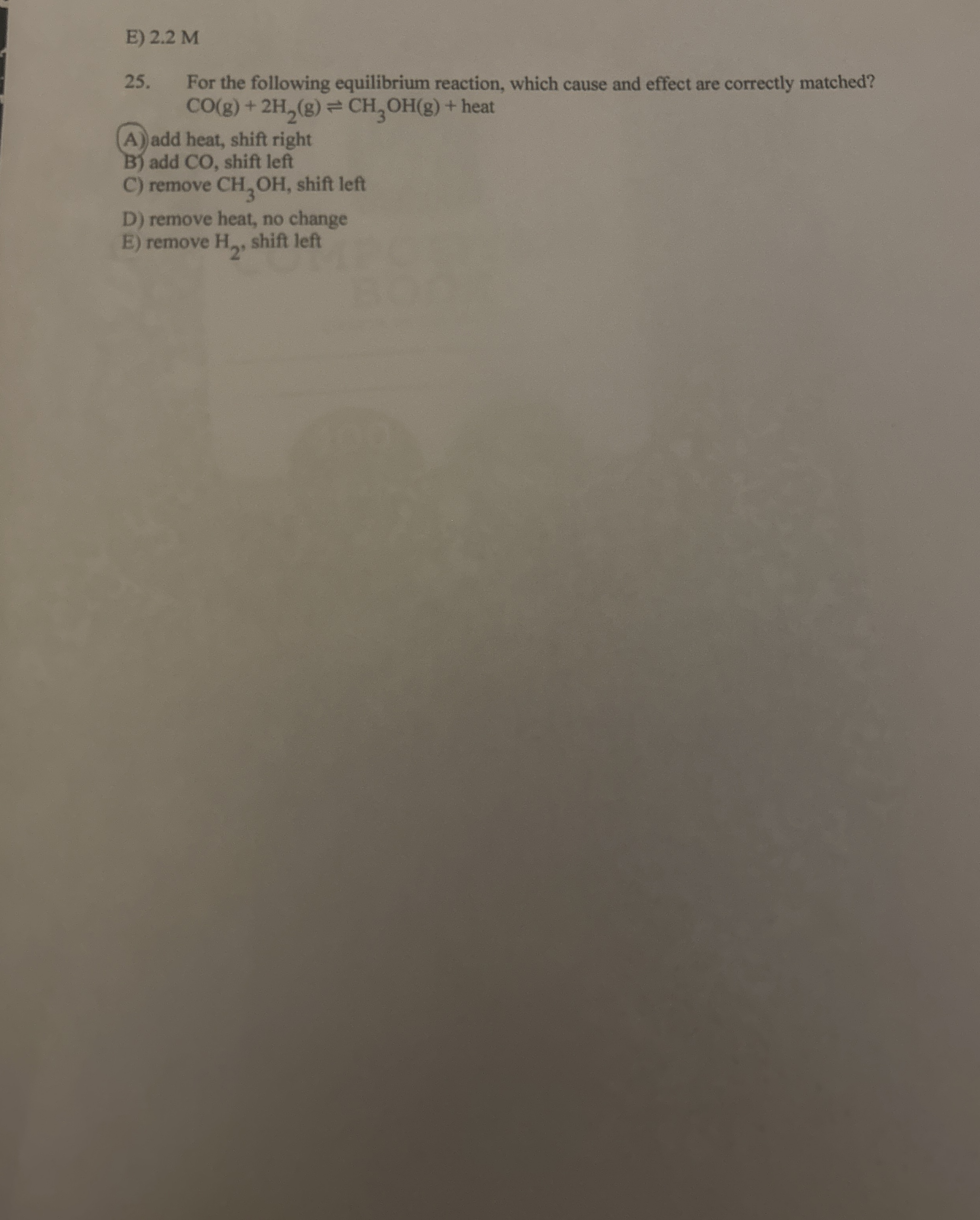 Solved E) 2.2 ﻿M25. ﻿For the following equilibrium reaction, | Chegg.com