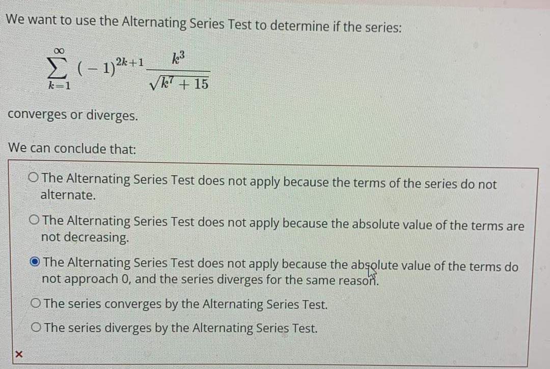 Solved We want to use the Alternating Series Test to | Chegg.com