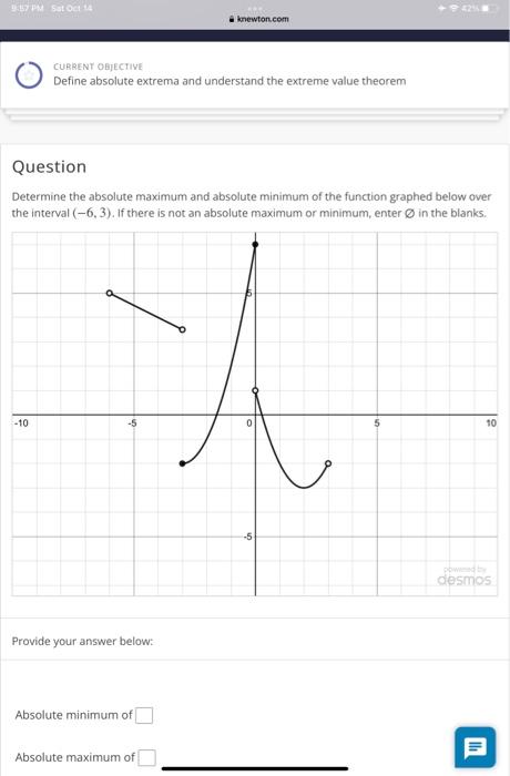 Solved CURRENT OEJECTIVE Define absolute extrema and | Chegg.com