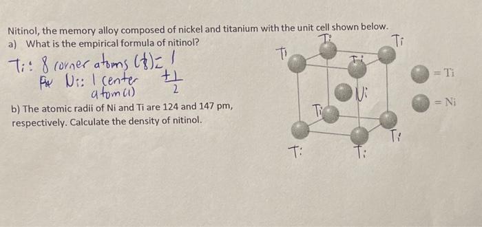 Solved Ti Nitinol, the memory alloy composed of nickel and | Chegg.com