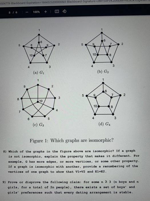 Solved Figure 1: Which graphs are isomorphic? 8) Which of | Chegg.com