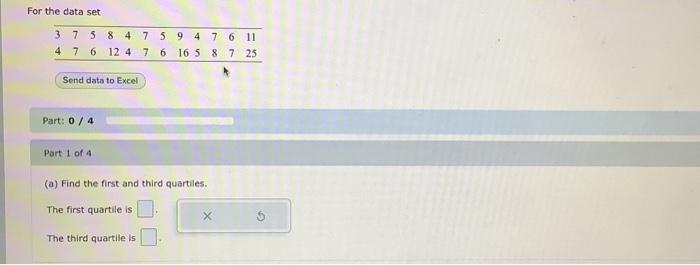 Solved For the data set Part: 0/4 Port 1 of 4 (a) Find the | Chegg.com