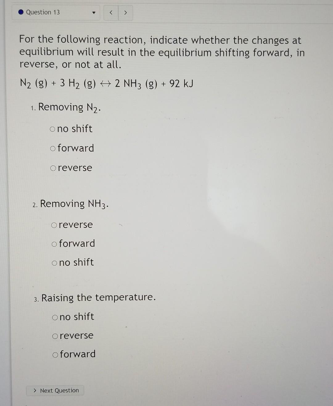 Solved For the following reaction, indicate whether the | Chegg.com