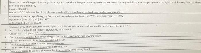 Solved Gwen An Array Of Integors Rearrange The Array Such