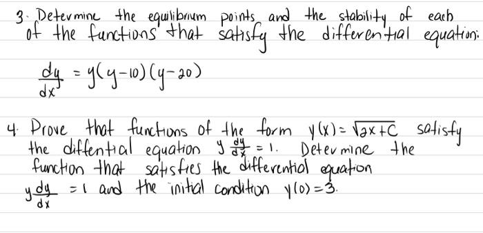 Solved 3. Determine the equilibrium points and the stability | Chegg.com