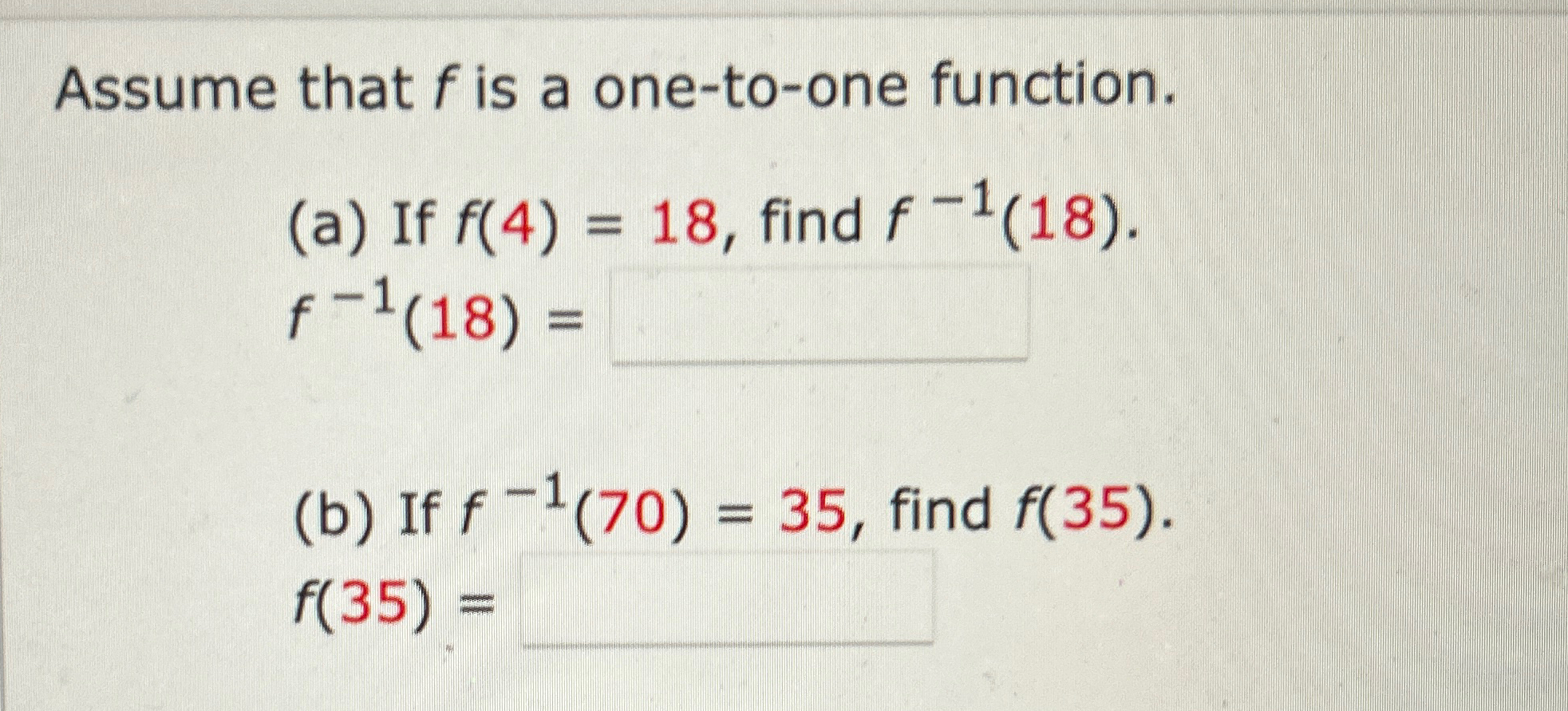 Solved Assume that f ﻿is a one-to-one function.(a) ﻿If | Chegg.com