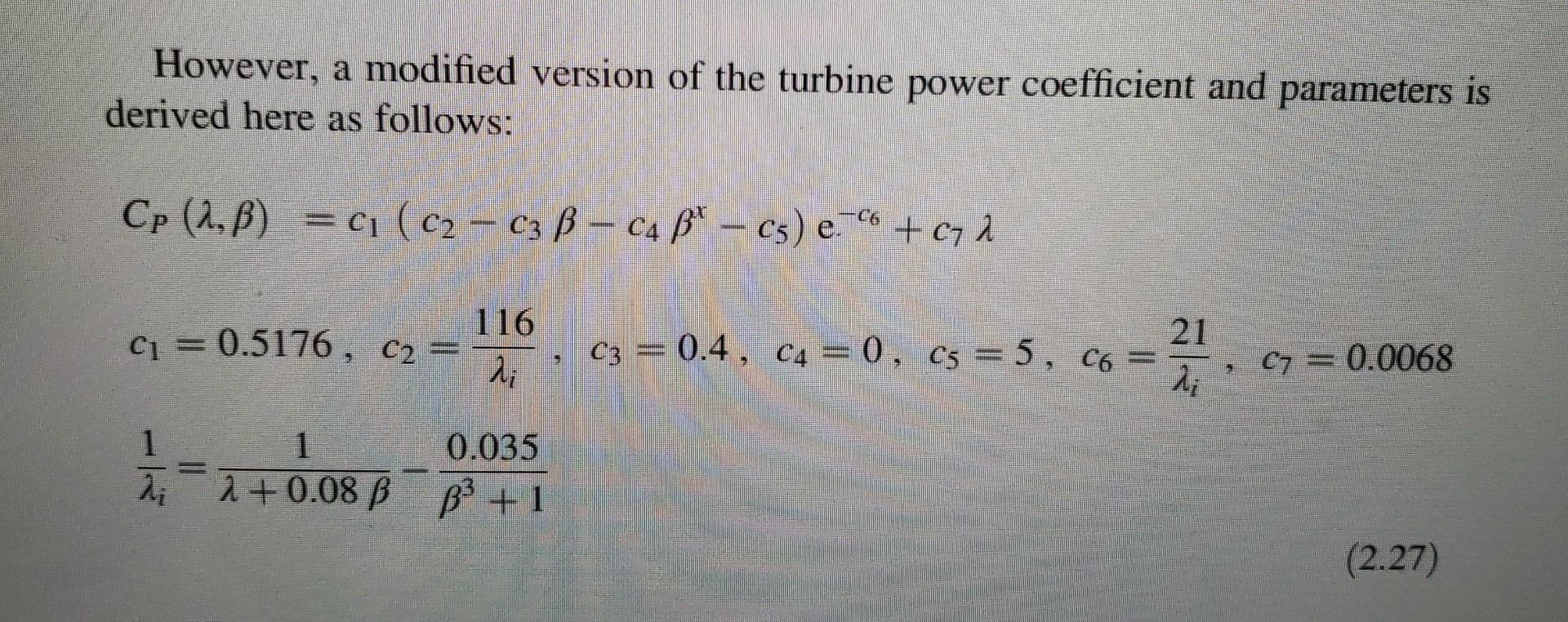 Solved 2 Wind Turbine Systems Fig. 2.7 Turbine power | Chegg.com