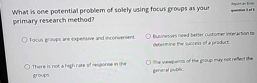 Solved What is one potential problem of solely using focus | Chegg.com