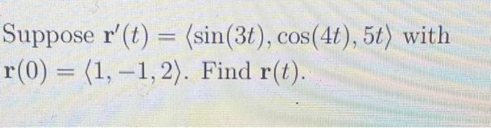Solved Suppose r′(t)= sin(3t),cos(4t),5t with | Chegg.com