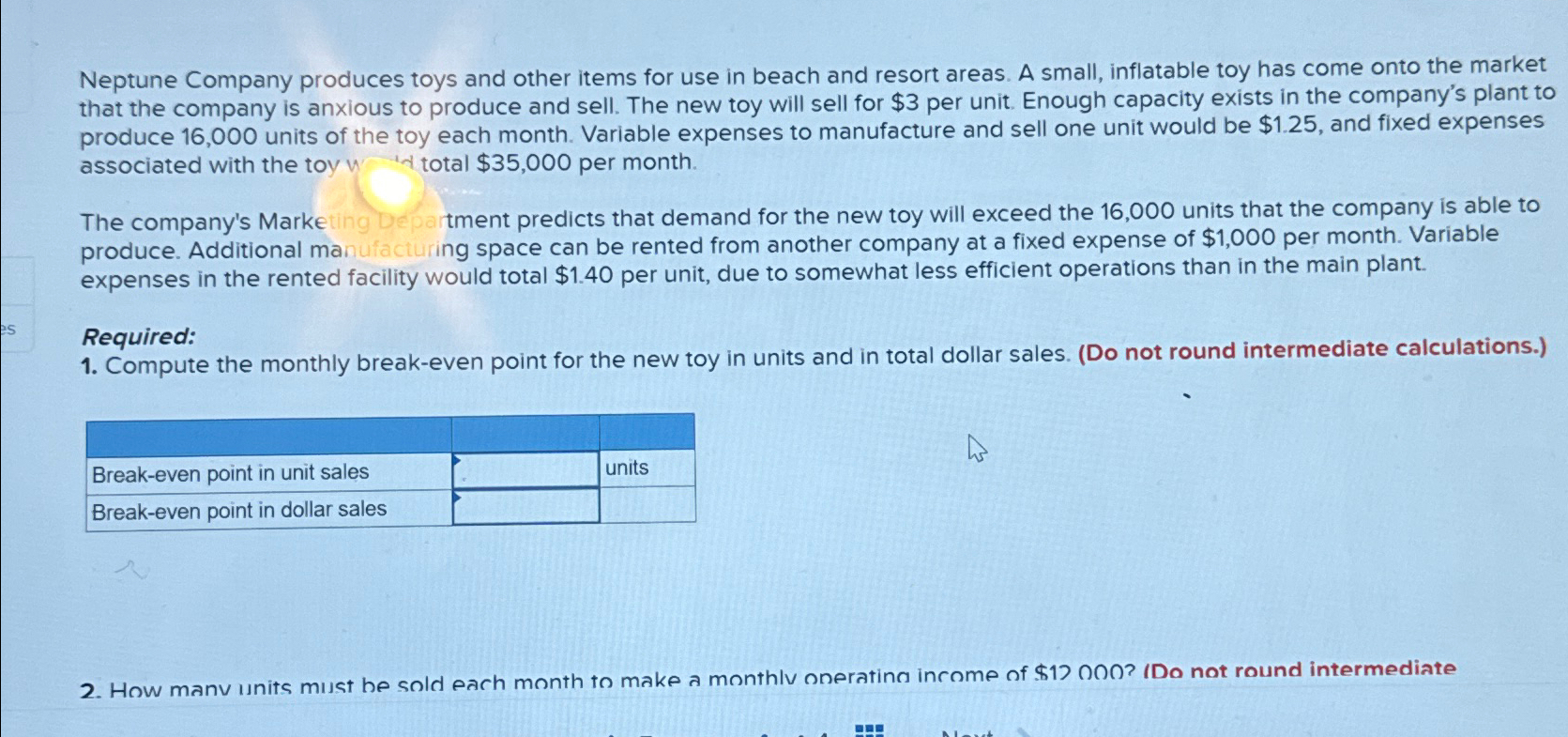 Solved Neptune Company produces toys and other items for use | Chegg.com