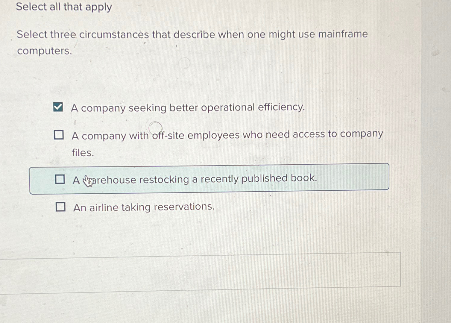 Solved Select all that applySelect three circumstances that | Chegg.com
