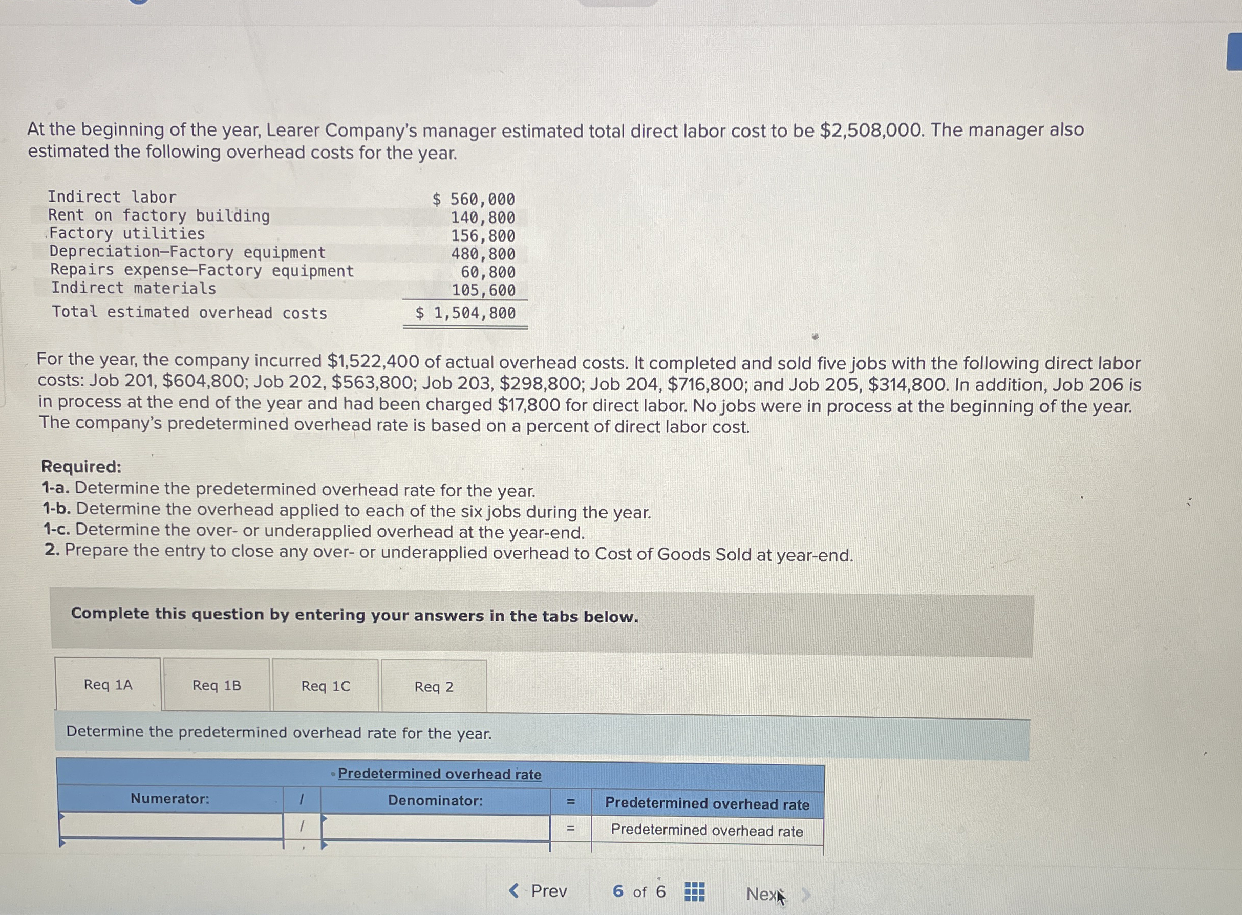 Solved At the beginning of the year, Learer Company's | Chegg.com