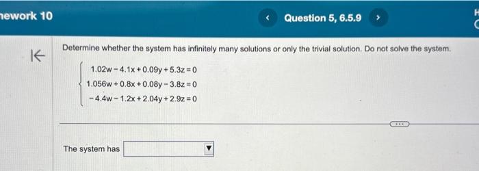 Solved Determine whether the system has infinitely many | Chegg.com