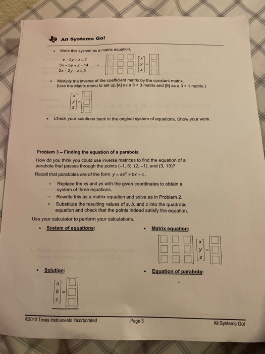 Solved All Systems Go! Problem 1-A secret message Matrices | Chegg.com